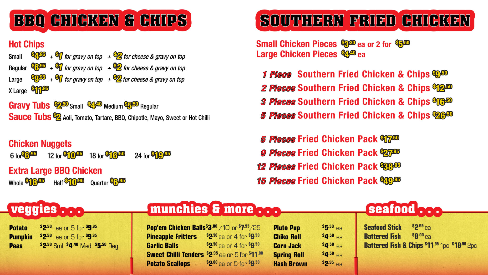 Instore Menu – Chicken Mania